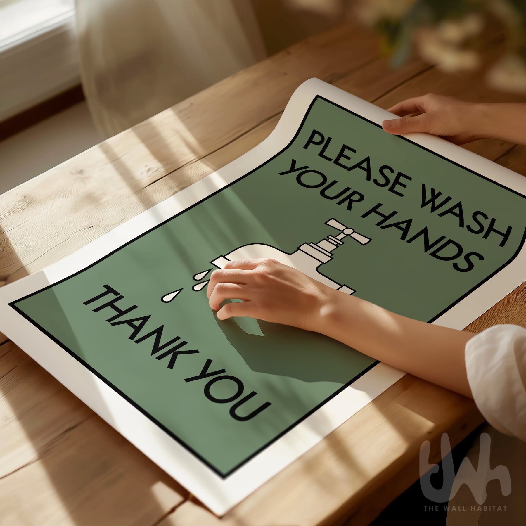 Sage Green Bathroom Decor Sign - Please Wash Your Hands Print – The ...